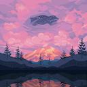 Pixel Forest Sunset Themein Chrome with by