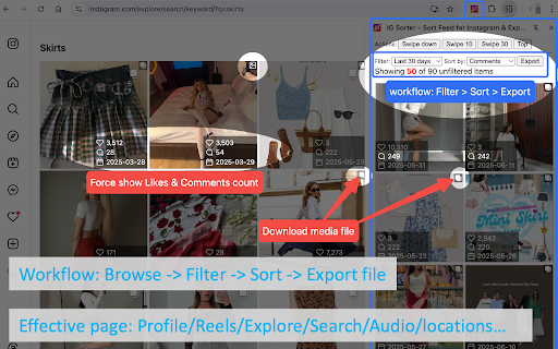 Sort Feed for Instagram Exporter ｜ IG Sorter