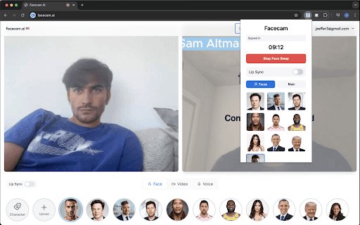 Facecam AIFace Swap for Omegle, Google Meet,