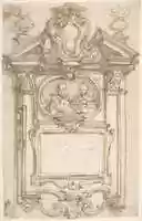 Design for a Tomb with Portraits in Oval Frame by