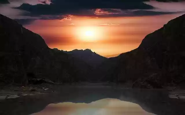 Mountains Reflection Sunset by OffiDocs for