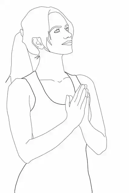 Praying Woman Coloring Page by OffiDocs for
