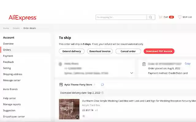 AliExpress invoice receipt generator in Chrome