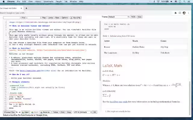 AsciiDoc Viewer and Editorin Chrome with by