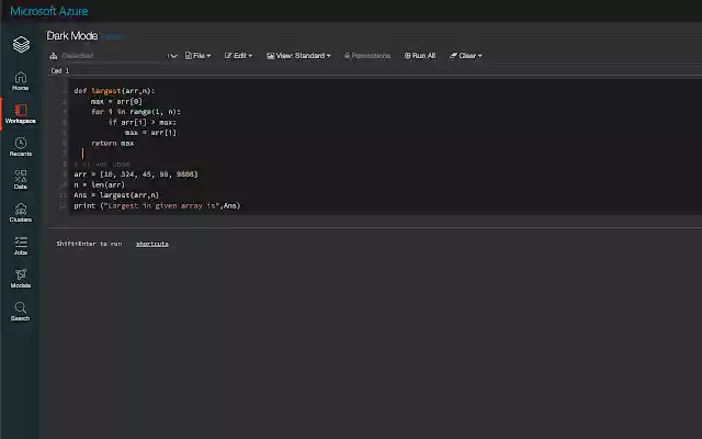 Azure Databricks Dark Modein Chrome with by