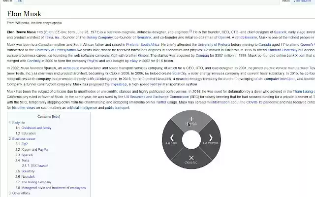 Circle Mouse Gestures (pie menu)in Chrome with