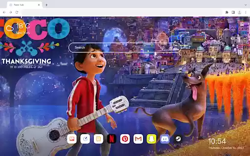 Wallpaper Tema Coco 4K Beranda di Chrome dengan