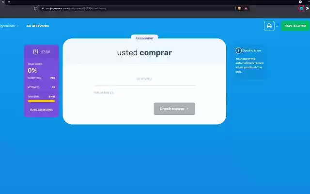 Conjuguemos Autocompletein Chrome with by