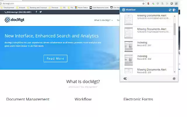 docMgt Workflow Monitorin Chrome with by