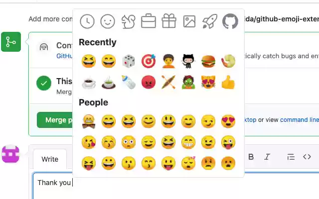 GitHub Emoji Extensionin Chrome with by OffiDocs