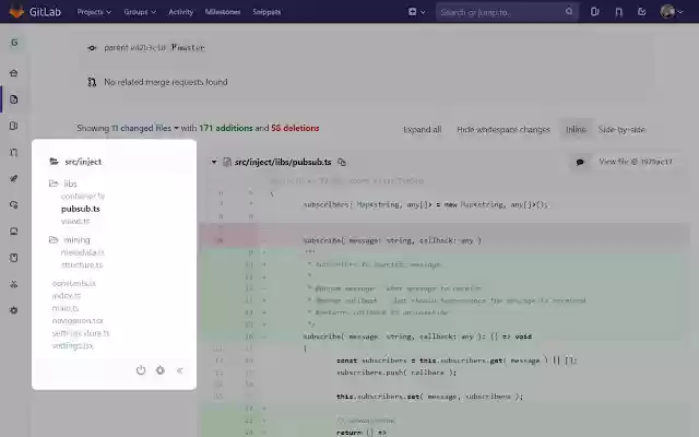 Vista de árbol de GitLab para código en Chrome con por
