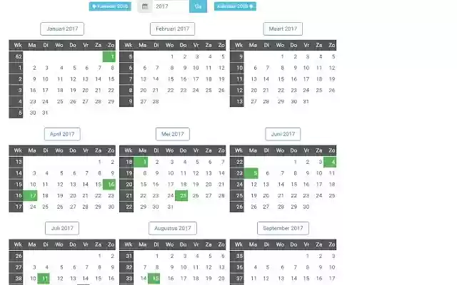 Kalender Online Belgique (BE) dans Chrome avec par