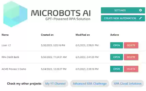 Plataforma de IA de Microbots en Chrome con OffiDocs