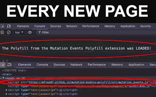 Mutation Events Polyfillin Chrome with by