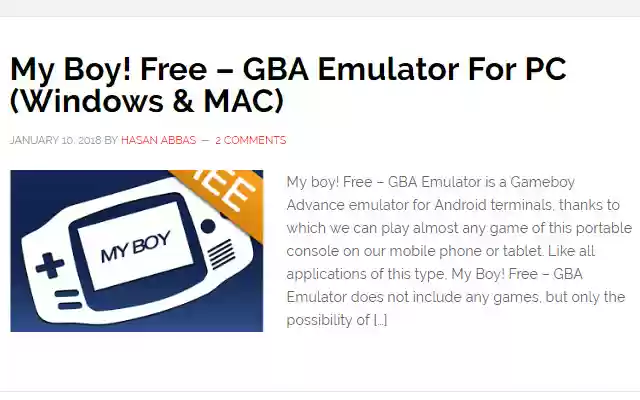 My Boy! Free – GBA Emulator For PC in Chrome
