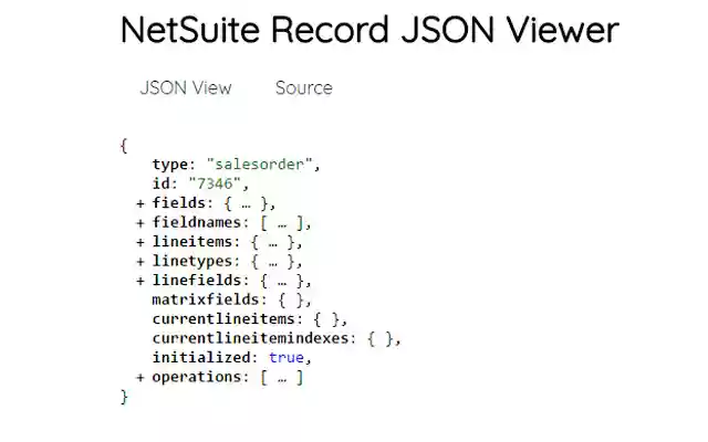 NetSuite Record JSON Viewerin Chrome with by