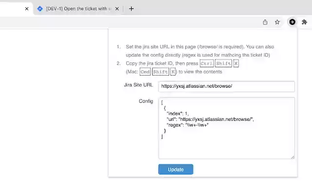 Open Jira Page Shortcutin Chrome with by