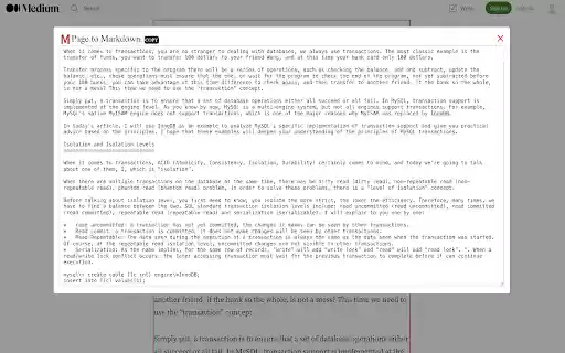Page to Markdownin Chrome with by OffiDocs for
