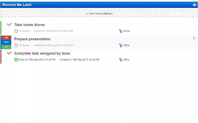 remindMe laterin Chrome with by OffiDocs for