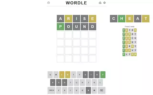 Wordle Cheat Sheetin Chrome with by OffiDocs for