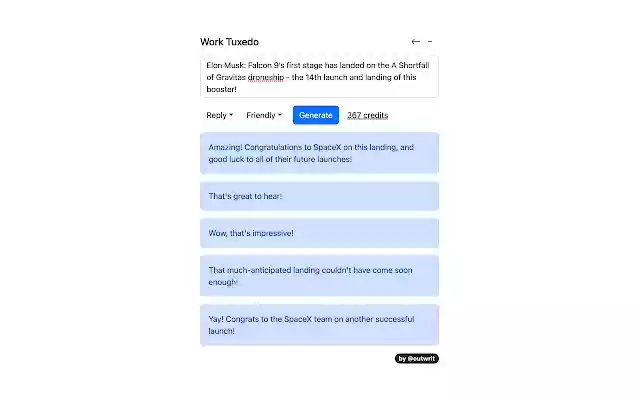 Work Tuxedo AI Text Generatorin Chrome with by