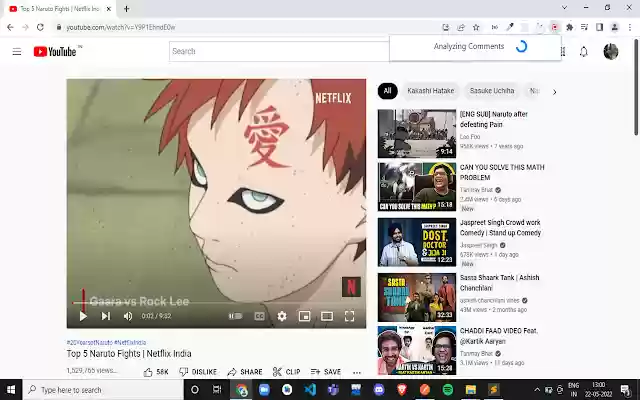 YouTube Comments Section Analyzerin Chrome with